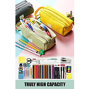 Pencil Case Box for School Office,Durable Pen Carrying Case with Zipper,Lightweight & Spacious Pencil Bag Pouch Box Organizer (Green)