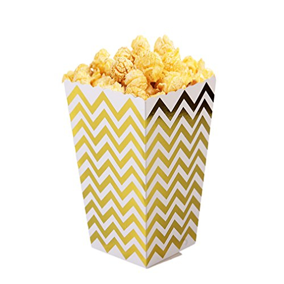 Tikellar Popcorn Boxes,12pcs/lot Silver Metallic Mini Party Paper Popcorn Boxes Sanck Favor Bags Wedding Birthday Movie Party Supplies