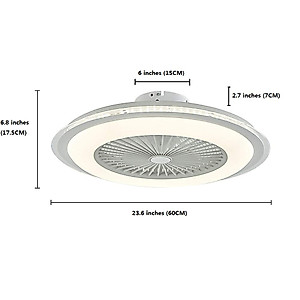 US DELIVER Ceiling Fan LED Fan Chandelier, 36 W, Ceiling Lighting, dimmable with Remote Control, Dimmable Adjustable Wind Speed, Modern Bedroom (White)