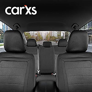 carXS FreshMesh Car Seat Covers Full Set with Black Accent – Mesh Front Seat Covers with Split Bench Back Seat Protector, Interior Covers for Auto Truck Van SUV