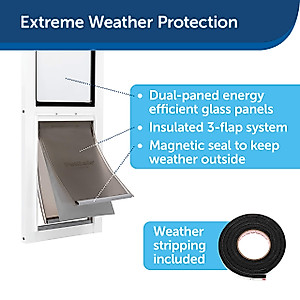 PetSafe Extreme Weather Sliding Glass Pet Door - Easy to Install, Perfect for Rental Homes and Apartments - Adjustable Height 75 7/8" to 80 11/16" - Insert for Patio Sliding Glass Doors, Large Size