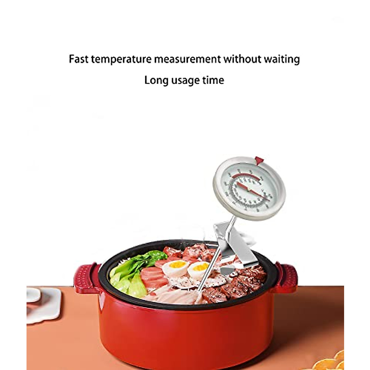 QIJING 12 inch Food Thermometer Instant readout, Long Handle with Stainless Steel Clip, no Batteries Required, Frying Thermometer for Grill, Grill Meat, Milk Foam