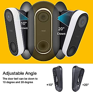 HOLACA Angle Mount for Google Nest Hello Doorbell with Downward 10&20 Degree Wedge,Wall Plate Cover Mounting Bracket Kit Compatible with Nest Hello Video Doorbell (Black)