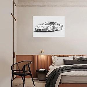 Car Poster Ferrari F40 Supercar Posters Racing Car Canvas Wall Art For Boy's Bedroom SuperCar Wall Decor Unframe-style 18x12inch(45x30cm)