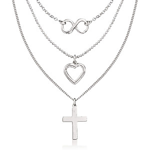 Ross-Simons Italian Sterling Silver Multi-Symbol Layered Necklace. 16 inches