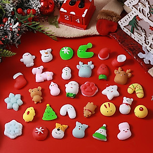 YEAH homemate 35PCS Christmas Mochi Squishy Toys, Christmas Stocking Stuffers for Kids, Squishies Party Favors Gifts Stress Reliever Toys, Treasure Box Toys for Prizes Goodie Bag Stuffers