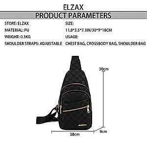 OANEXX Chest Sling Bag Women Crossbody Shoulder Sling Backpack Checkered Chest Fanny Daypack Adjustable (Black-1)