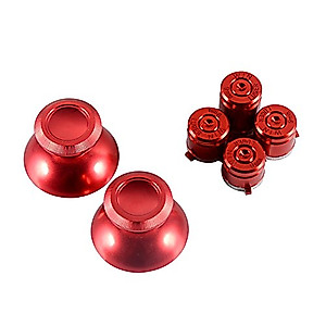 eXtremeRate Red Metal Alumium Alloy Thumbsticks Bullet ABXY Mod Buttons Replacement Parts for Xbox One Xbox One S X Controller