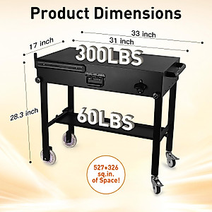 Outafurnia Outdoor Grill Table Stand, Folding Grill Carts, Portable Blackstone Griddle Stand with Shelf,Stable Outdoor Cooking Prep Table with Wheels for BBQ, Camping and Parties