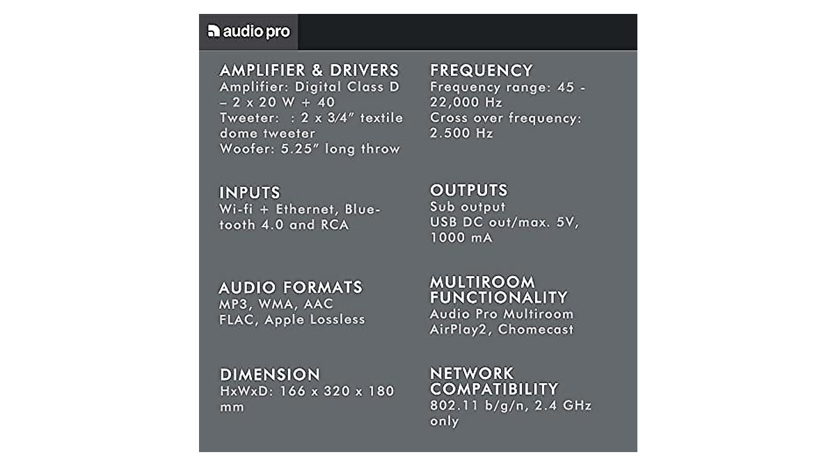 Audio Pro Addon C10 MKII Wireless Speaker - High Fidelity Multi-Room Audio