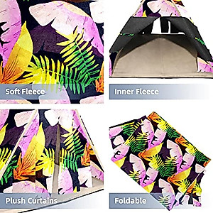 Y-DSIWX Guinea Pig Hideout Cozy Hamster House Cave for Bunny Chinchilla Hedgehog Small Animal Colorful Tropical Leaf