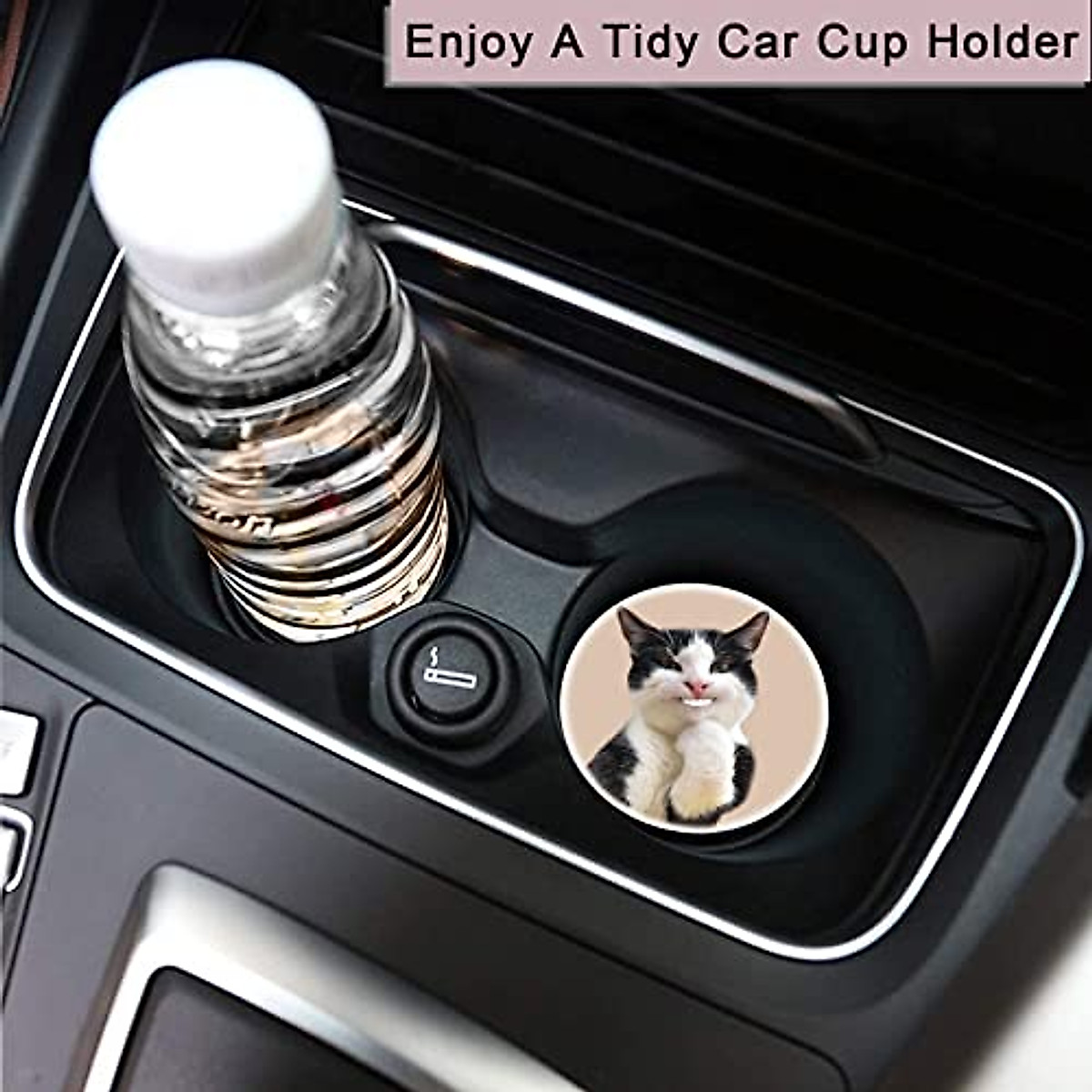 Funny Cat Coasters Pack, Set of 4 Cat Meme Drink Coaster, Non Slip Silicone Heat Insulation Cup Mats for Tabletop Protection, 4 Inches