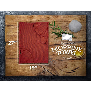 Rachael Ray Moppine Towel, 2pk- 2-in-1 Kitchen Towel and Pot Holder with 2 Heat Resistant Pockets to Grip Hot Cookware, Bakeware-Absorbent Kitchen Towels Perfect for Drying Dishes and Hands, Brick Red