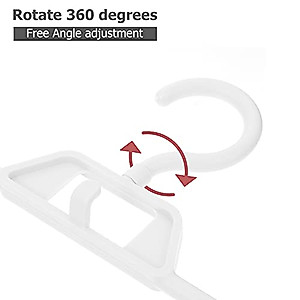WINOMO 10Pcs Pants Hanger with Clips, White Plastic Dress Trousers Hanger with 360 Rotatable Hook for Women& Men Space Saving