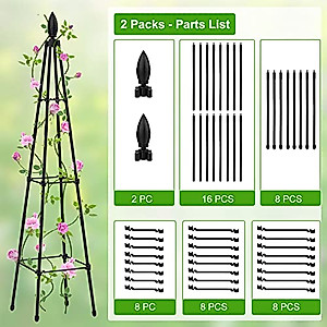 2 Packs Garden Trellis for Climbing Plants Outdoor, deaunbr Plant Support Tower Obelisk Trellis Garden Trellises for Vines, Flowers Stands, Indoor Potted Plants, Rose, Cucumber, Pea, Tomato, Clematis