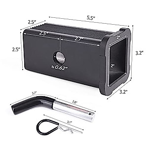 EliteTool 2-1/2 inches Class V to 2 inches Class III and IV Trailer Hitch Receiver Adapter with Hitch Pin and Clip, 2.5 inches to 2 inches Reducer Sleeve Mount Insert Converter