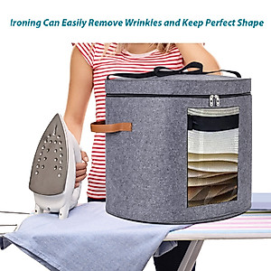 Munskine Huge Hat Boxes For Women Storage Foldable Hat Storage Boxes with Shoulder Strap & 2 Handles - Hat Boxes With Lids - Hat Box With Dustproof Lid Storage Boxes - Light Grey
