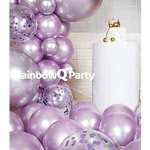 RainbowQ Party 55PCS Metallic Lavender Balloons Different Sizes 18/12/5 Inch Light Purple Shiny Latex Helium Balloons Garland Arch Kit for Anniversary Birthday Party Decorations