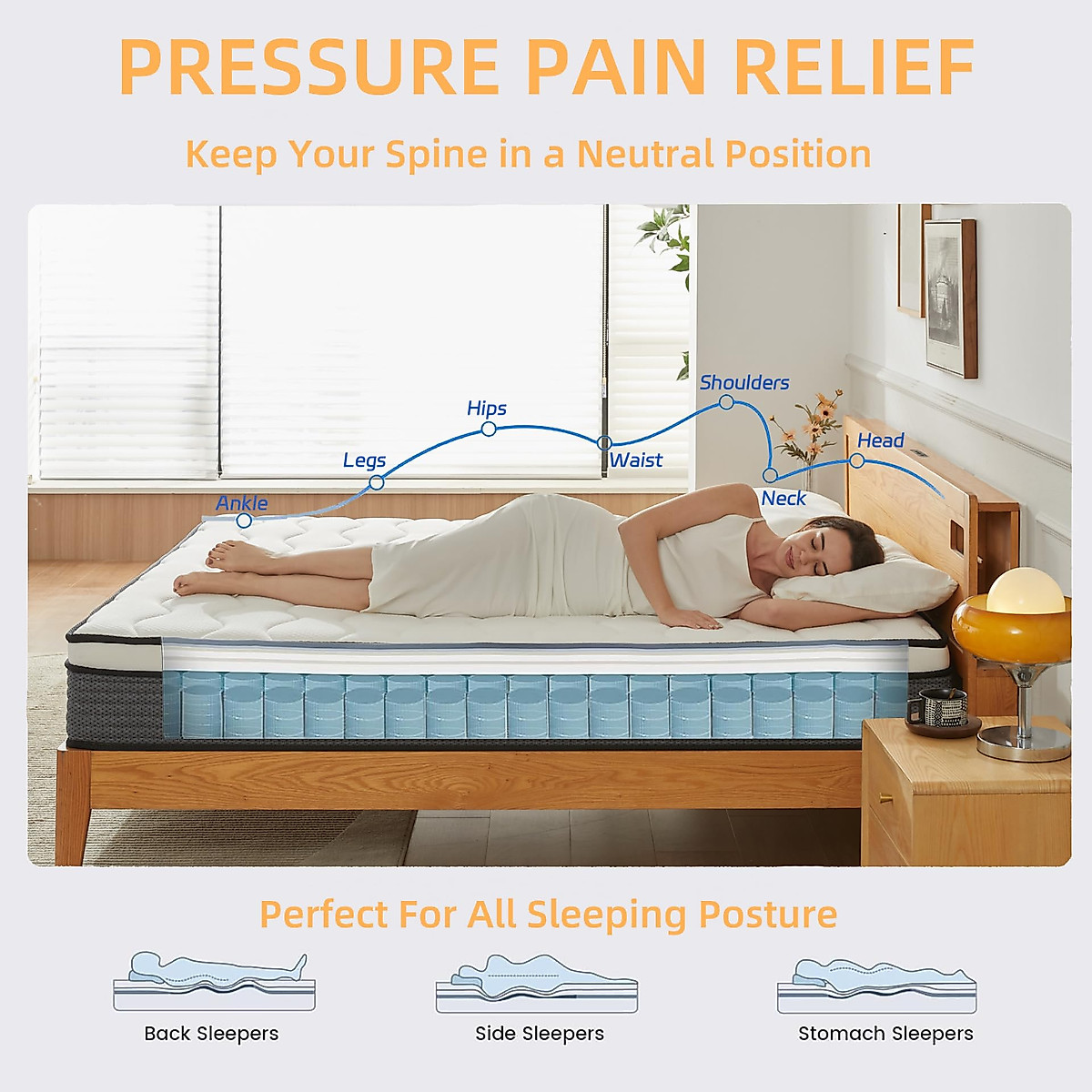 Review King Mattress, 10 Inch King Size Mattress in a Box,Memory Foam Hybrid Mattress,with Individual Pocket Spring for Motion Isolation & Silent Sleep, Pressure Relief,Medium Firmness.