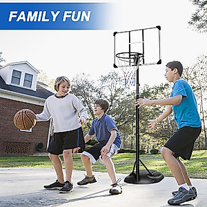 KL KLB Sport Portable Basketball Hoop System Stand Height Adjustable 7.5ft - 9.2ft with 32 Inch Backboard and Wheels for Youth Adults Indoor Outdoor Basketball Goal