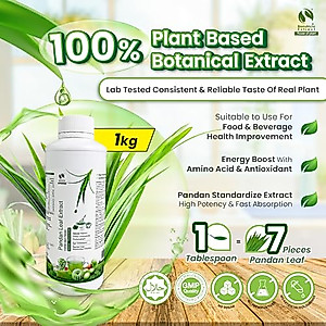 3 X Natural Color Chlorophyll of Pandan Leaf Extract Concentrate for Bakery & Beverage (1000g) Standardized Plant Extract of The East, Natural Asian Gourmet Baking Ingredient