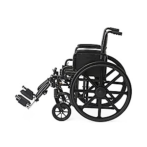 Medline K1 Basic Vinyl Wheelchair with Swing-Back Desk-Length Arms and Elevating Leg Rests, 16-Inch Wide Seat