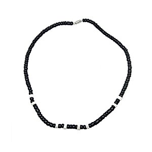 Hawaiian Jewelry 18" Tropical Jewelry Black Coconut Bead and Puka Shell Necklace