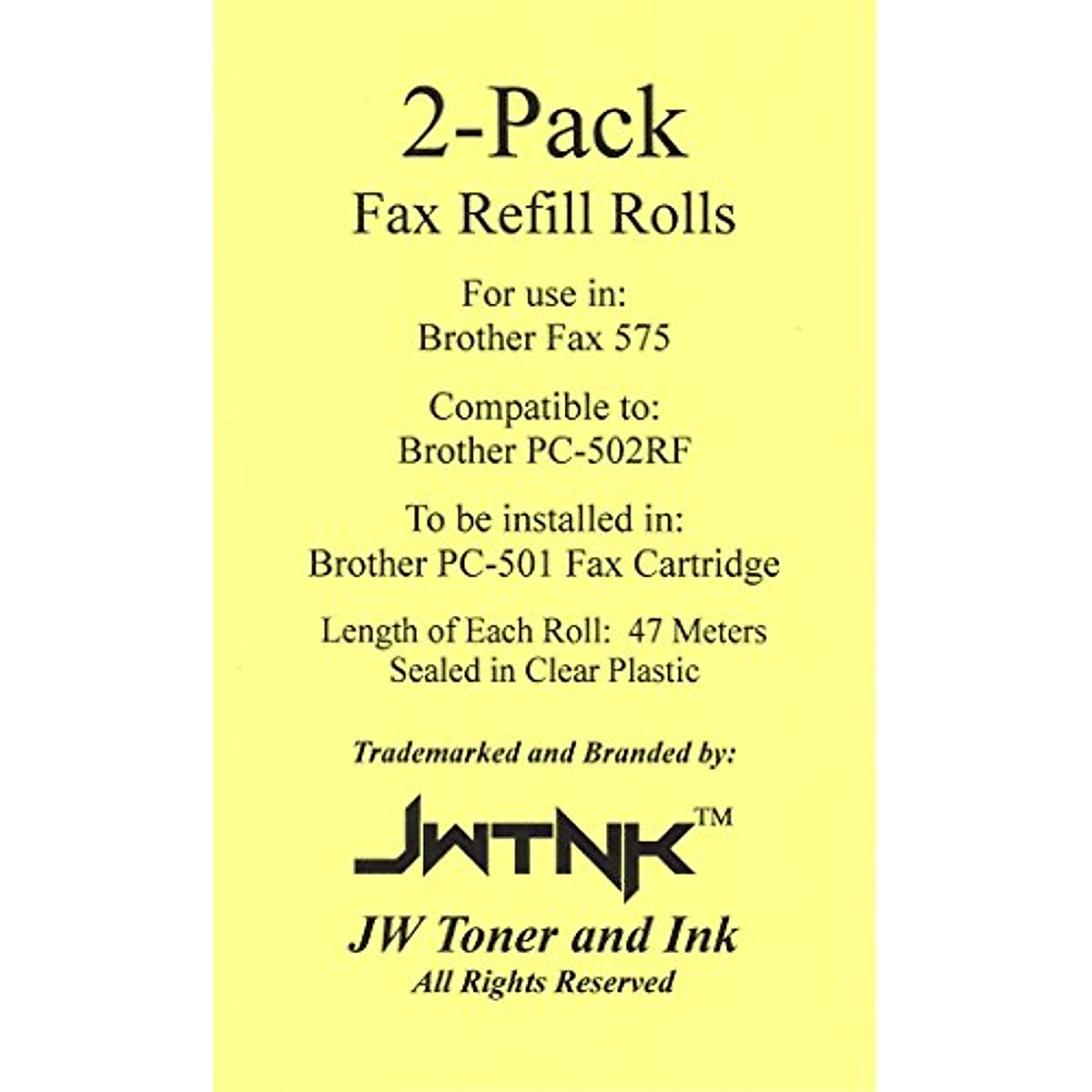2-pack of PC-502RF Fax Film Ribbon Refill Rolls Compatible with Brother Fax 575