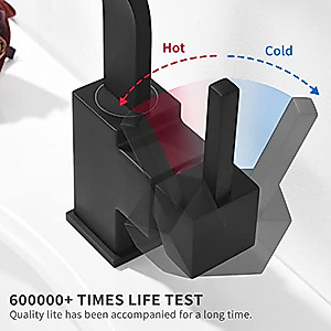 Matte Black Single Hole Bathroom Faucet, Waterfall Single Handle RV Bathroom Faucet for 1 or 3 Hole, Swivel 360 Degree with Pop Up Drain, Deck Plate and Water Supply Line by Phiestina, SGF05-MB-2