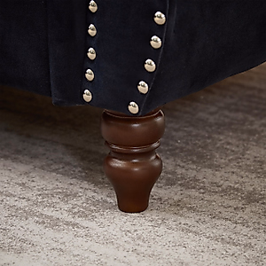 Merax L-Shaped 83.5-inch Sofa Couch, Luxury Classic Chesterfield Velvet Corner Sofa, Button Tufted Upholstered Sectional Corner Sofa with 3 Pillows and Solid Wood Gourd Legs, Black