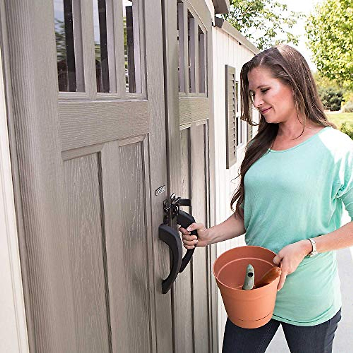 Lifetime 60214 17.5 x 8 Ft. Outdoor Storage Shed, Desert Sand