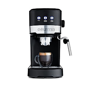 Gourmia 15-Bar Espresso Maker with Powerful Frothing Wand with 1.2L Removable Water Reservoir, Black