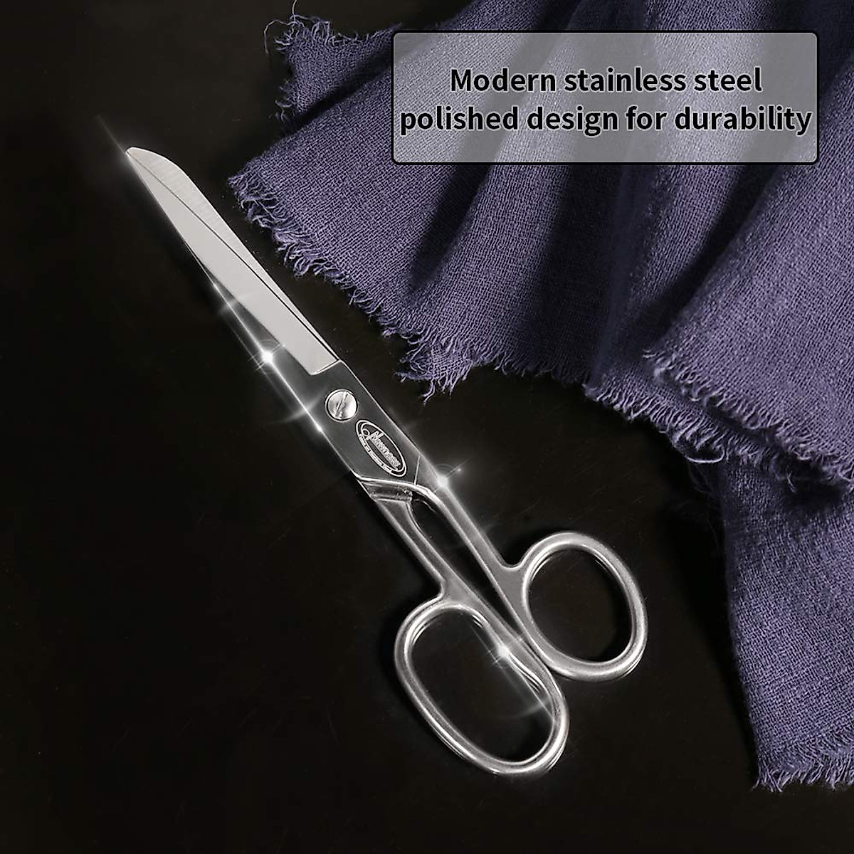 Newness Fabric Scissors, Heavy Duty All Metal Stainless Steel Craft Scissors, Multi-Purpose Professional Sharp Shears for Tailor Dressmaker Craft Cutting Cloth Leather Canvas Denim Paper, 6.5 Inch