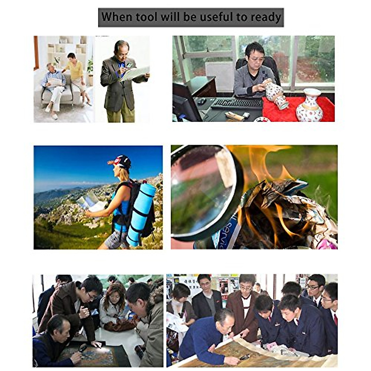 Kadaon 10X Handheld Magnifier Antique Mahogany Handle Magnifier Reading Magnifying Glass for Reading Book, Inspection, Coins, Insects, Rocks, Map, Crossword Puzzle