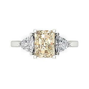 Clara Pucci 3.0ct Emerald Trillion cut 3 stone Solitaire Natural Morganite Engagement Promise Anniversary Bridal Ring 14k White Gold 3.5