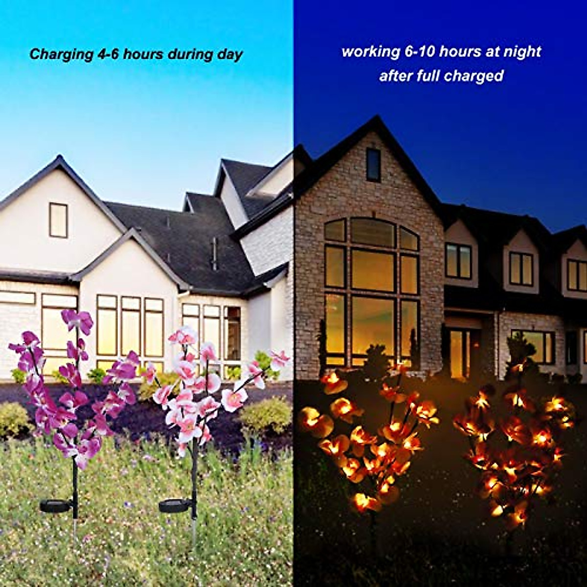 Asixxsix Solar Pathway Light, 2Pcs/Set Elegant LED Garden Light, Delicate for Wedding Festival Decor Outdoor Home Garden Courtyard Lawn Decoration