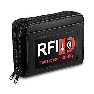 Ciana Credit Card Wallet with ID Window RFID Blocking Genuine Leather Credit Card Organizer for Women Soft, Smooth & Durable