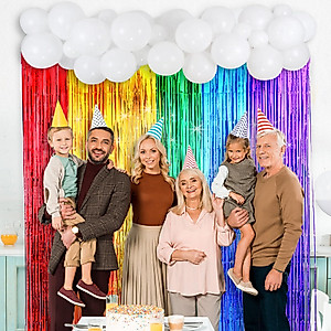 Rainbow Party Backdrop Balloon Arch Kit Decorations Rainbow Cloud Birthday Photo Props Booth Backdrops Rainbow Balloon Garland Fringe Curtains for Wedding Baby Shower Decor Photography Supplies