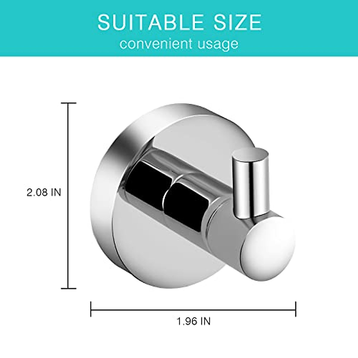 JASSFERRY Single Dual Towel Hooks Wall Mounted Bathroom Closets Coat Clothes Heavy Duty Robe Hook Holder Bathroom, Polished Chrome (Single Hook A)