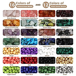 4000+ Crystal Natural Stone Beads for Jewelry Making with Irregular Chip Beads and 4MM Glass Seed Beads, Ring Making Kit with Gemstone Beads Charms Tassels Jewelry Wire Pliers Ring Measuring Tools