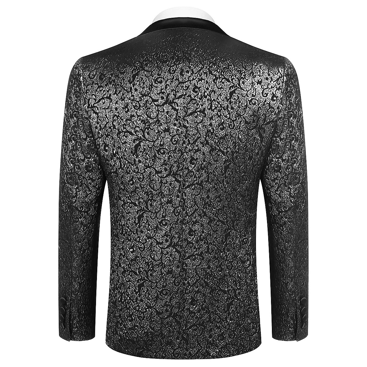 COOFANDY Mens Floral Tuxedo Jacket Jacquard Formal Blazer Homecoming Dress Suit Blazer Slim Fit for Christmas Prom Wedding Homecoming Silver