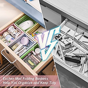 6-Pack Mini Plastic Storage Basket for Shelves Organizing, Small Basket Folding Plastic Crate Compact Storage Bin Organization for Classroom Home Kitchen Office,Christmas/New Year's/Thanksgiving Gifts