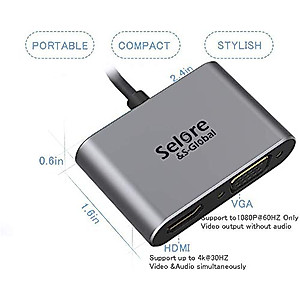 USB C to HDMI VGA Adapter,USB Type C to VGA HDMI Adapter Thunderbolt 3 VGA Adapter for MacBook Pro/iPad Pro/Air 2020 2019 2018,Dell XPS 13/15,Surface Pro, Galaxy S8/S9, Huawei P20