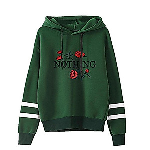 Sweatshirt for Women THENLIAN Womens Print Long Sleeve Hoodie Sweatshirt Jumper Hooded Pullover Tops Blouse(Green, XL)
