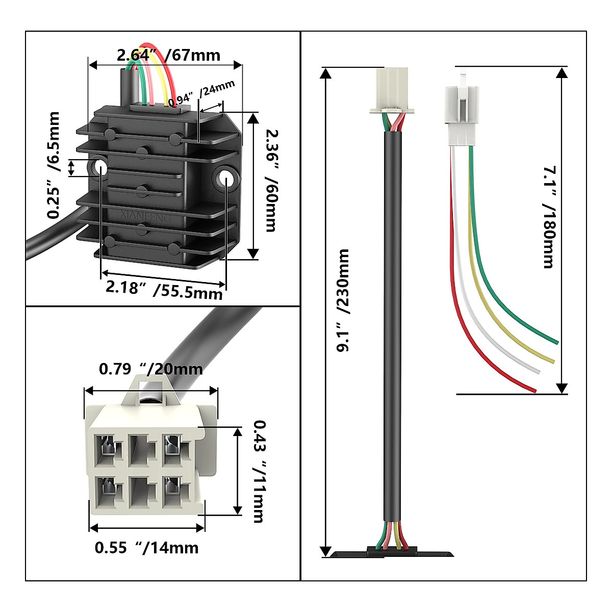 RUTU 4 Wire full wave Universal Voltage Regulator Rectifier Replacement - Boat Motor, Motorcycle, GY6 50 150cc Scooter, Moped, Go Kart, TAOTAO, ATV Rectifier- AC to DC Rectifier 12v Voltage Regulator