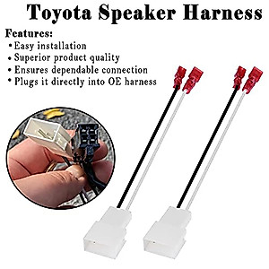 4 Pack 72-8104 Speaker Harness Adapter for Toyota Speaker Wire Harness Adapter Plug Compatible with Toyota Tacoma Tundra Camry Corolla 4 Runner Scion Pontiac Speaker Wiring Harness Adapter