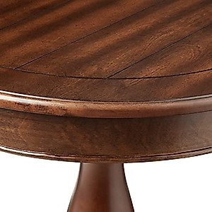 Roundhill Furniture Rene Round Wood Pedestal Side Table, 26"D x 26"W x 26.5"H, Espresso