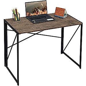 Garden Elements Modern Small Computer Folding Desk for Home Office, 39" (Brown)
