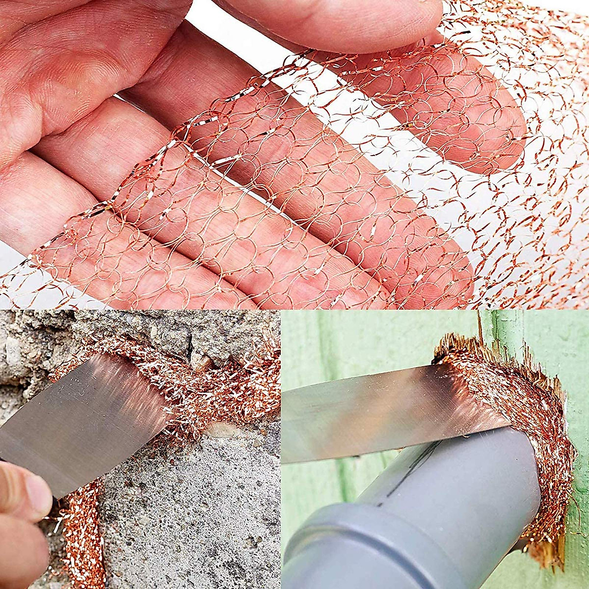 Copper Mesh, Rodent Mesh Sturdy Pure Copper Stuff-fit Wire Mesh for Gap Copper Blocker Fill Fabric 5" x 47"