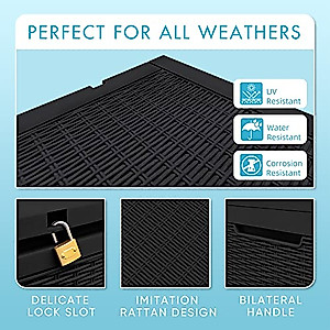 Rankok 100 Gallon Resin Deck Box Outdoor Waterproof Storage Box for Patio Furniture Outdoor Cushions Throw Pillows Garden Tools and Pool Toys With Handles (Black)